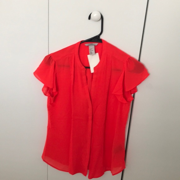 H&M | Tops | Hm Red Button Up Blouse | Poshmark